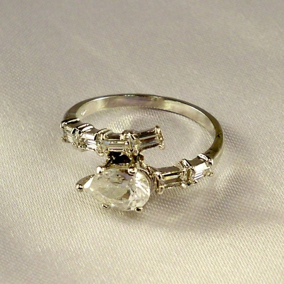 Jewelry | New Tear Drop Cut Cubic Zirconias White Gold Designer Rap ...